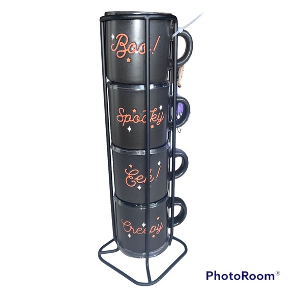 Kitchen | Boo Spooky Eek Creepy Espresso Cup Stack Set Of 4 | Poshmark